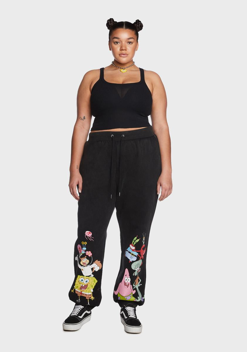 Dolls Kill x SpongeBob Plus Size Graphic Character Lineup Sweatpants ...