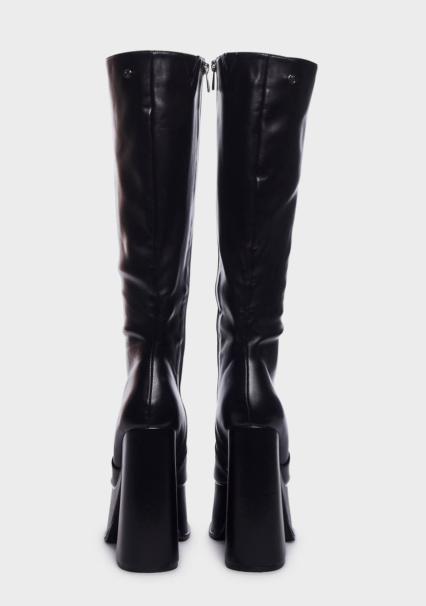 Shellys London Knee High Platform Boots - Black – Dolls Kill