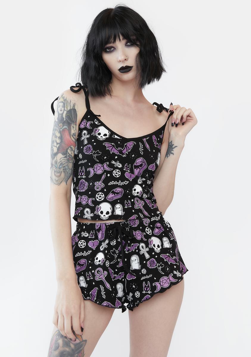 The Grave Girls Goth AOP Pajama Set - Black/Purple – Dolls Kill