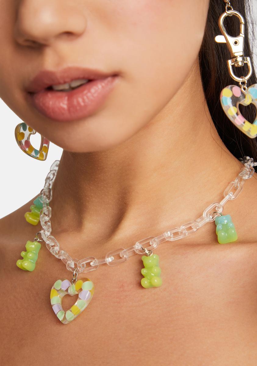 Lime Taken Charmer Clear Chain Necklace – Dolls Kill