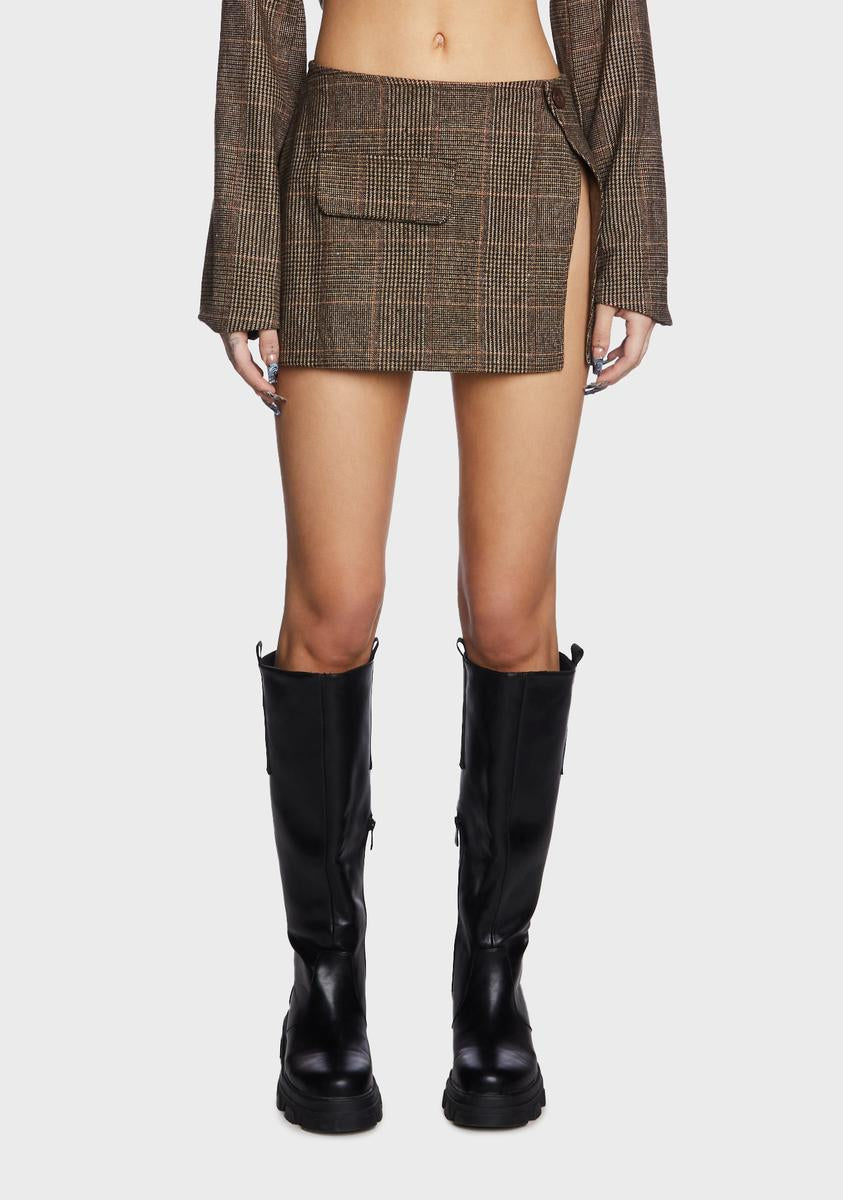 Edikted Low Rise Slitted Mini Skirt - Multi – Dolls Kill