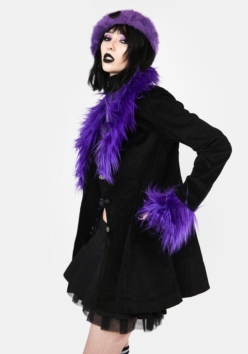 The Grave Girls Corduroy Jacket With Faux Fur Trim Black Purple