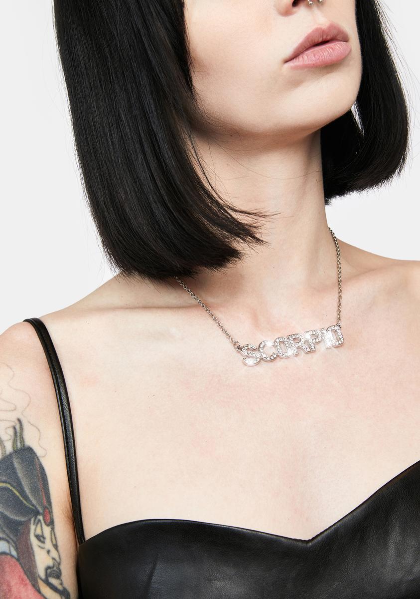 Rhinestone Scorpio Chain Charm Necklace - Silver – Dolls Kill