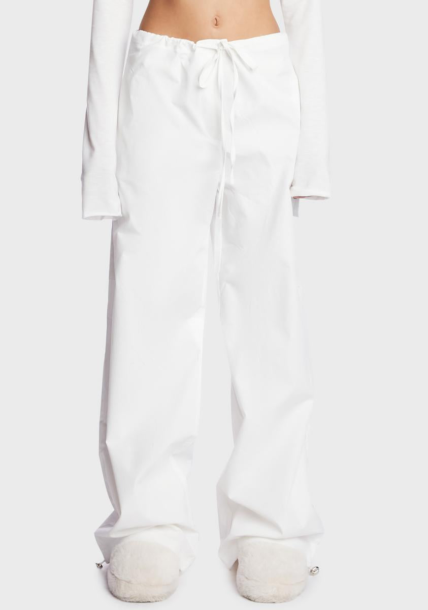 Baggy Drawstring Cargo Pants - White – Dolls Kill