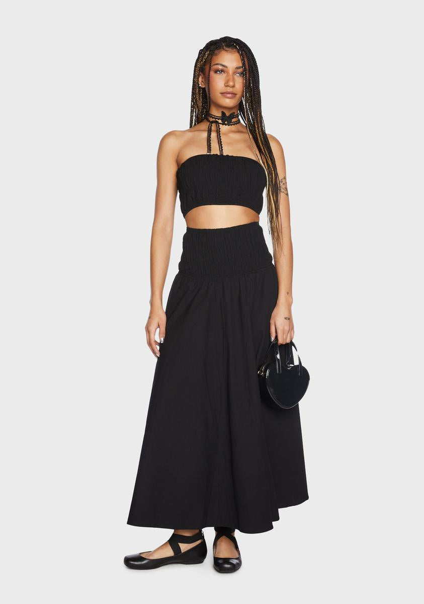 Smocked Tube Top And Maxi Skirt Set - Black – Dolls Kill