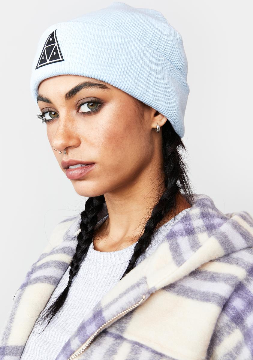 HUF Triple Triangle Ribbed Knit Beanie Blue – Dolls Kill