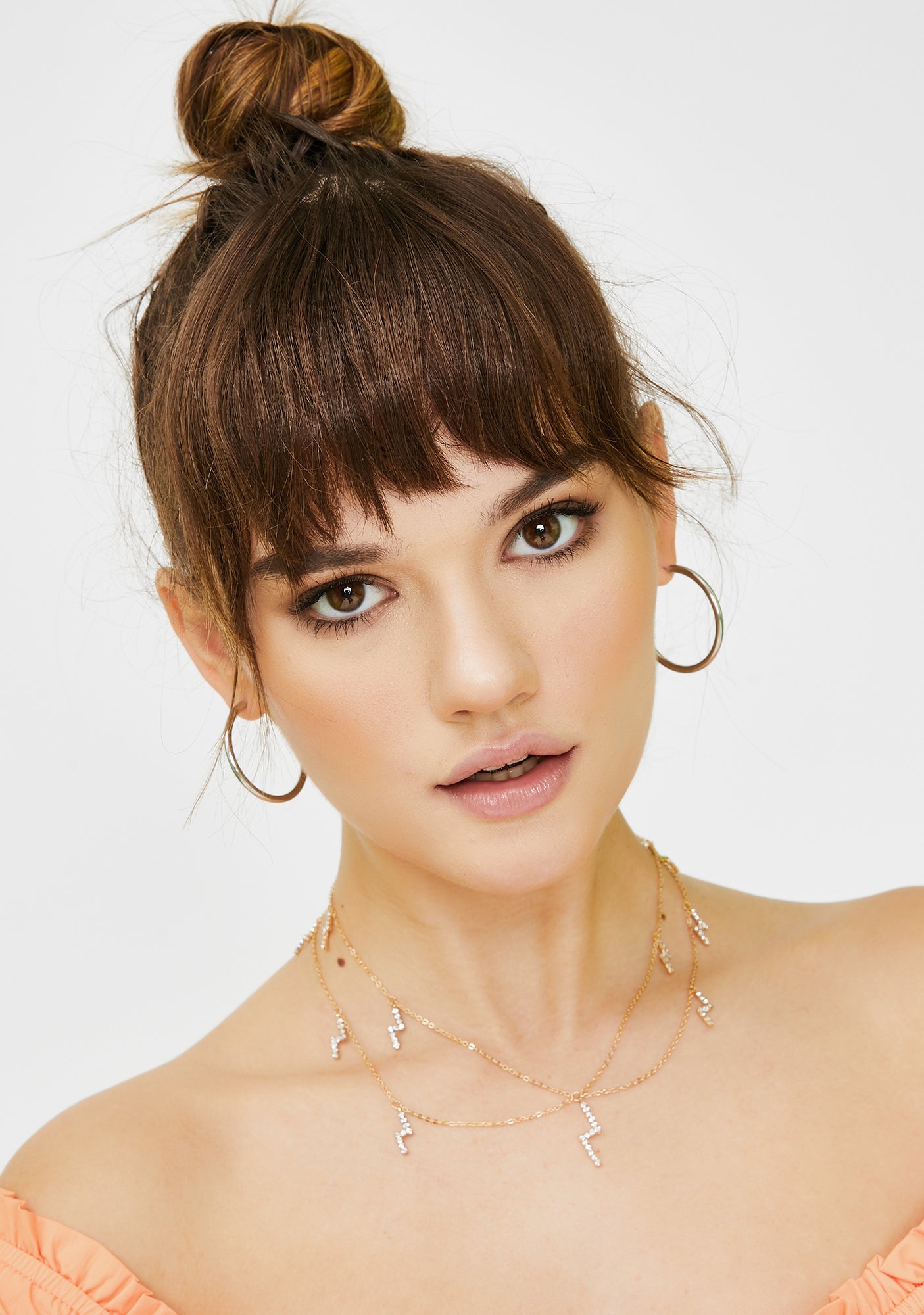 Gold Lightning Bolt Rhinestone Necklace – Dolls Kill