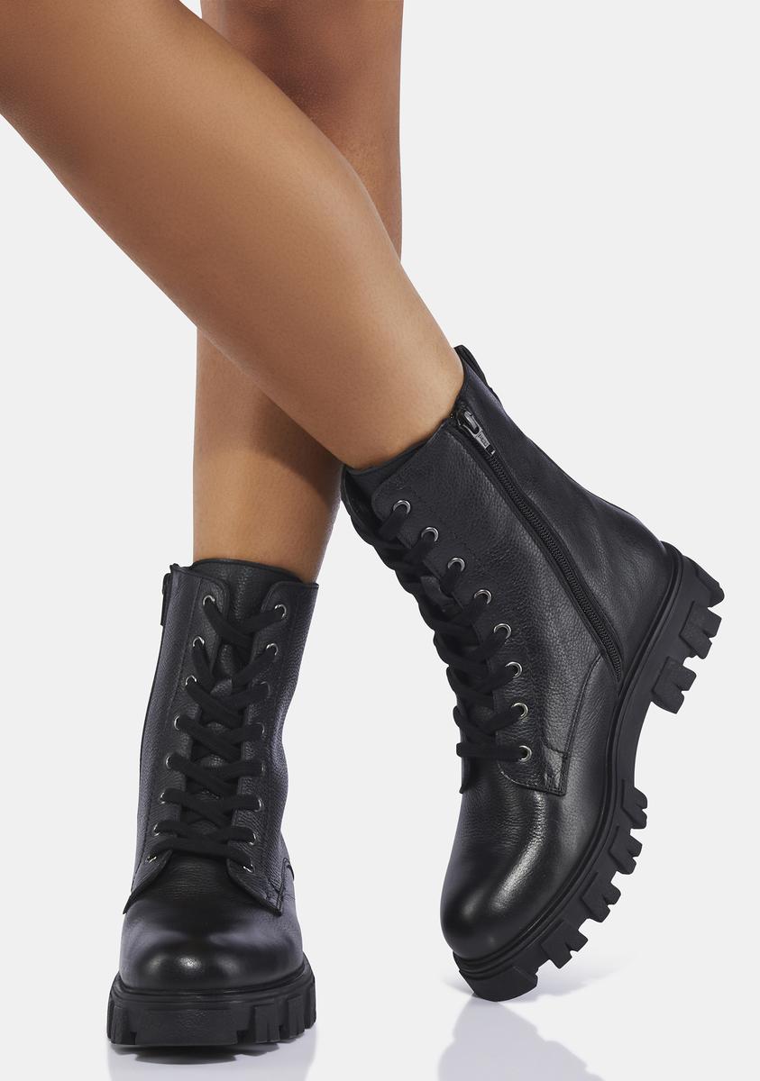 Chelsea Crew Leather Chunky Combat Boots – Dolls Kill