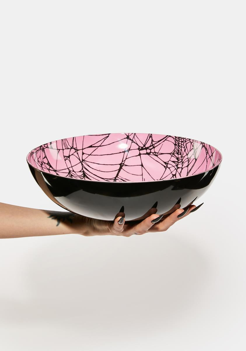 Dolls Home Spider Web Salad Bowl - Pink/Black – Dolls Kill