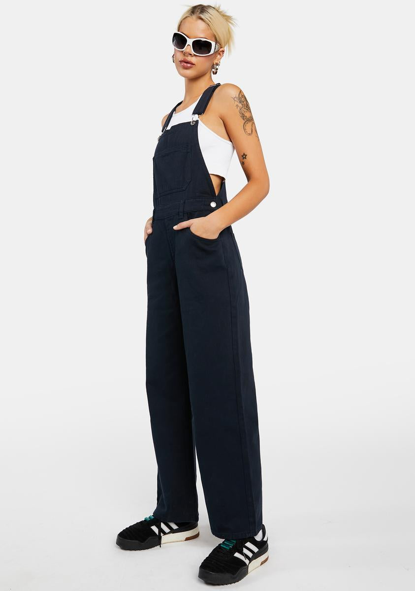 Edikted Denim Wide Leg Overalls - Blue – Dolls Kill