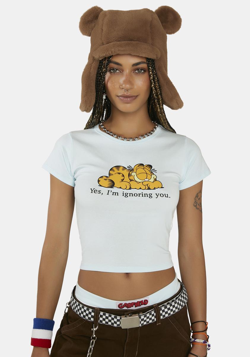 Dolls Kill X Garfield Yes I'm Ignoring You Baby Graphic Tee - Blue