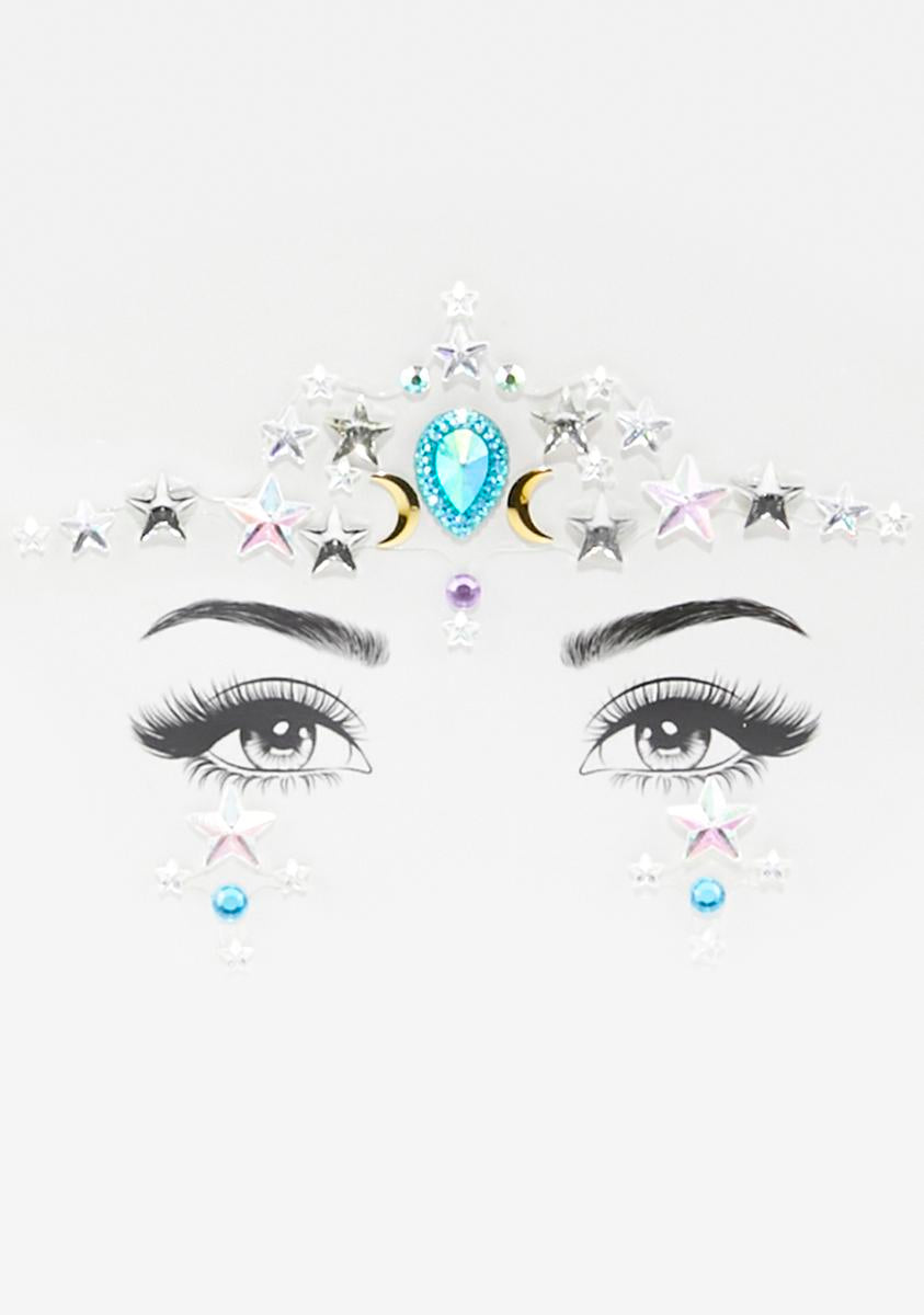 Star Moon Diamond Face Jewels - Clear/Blue – Dolls Kill