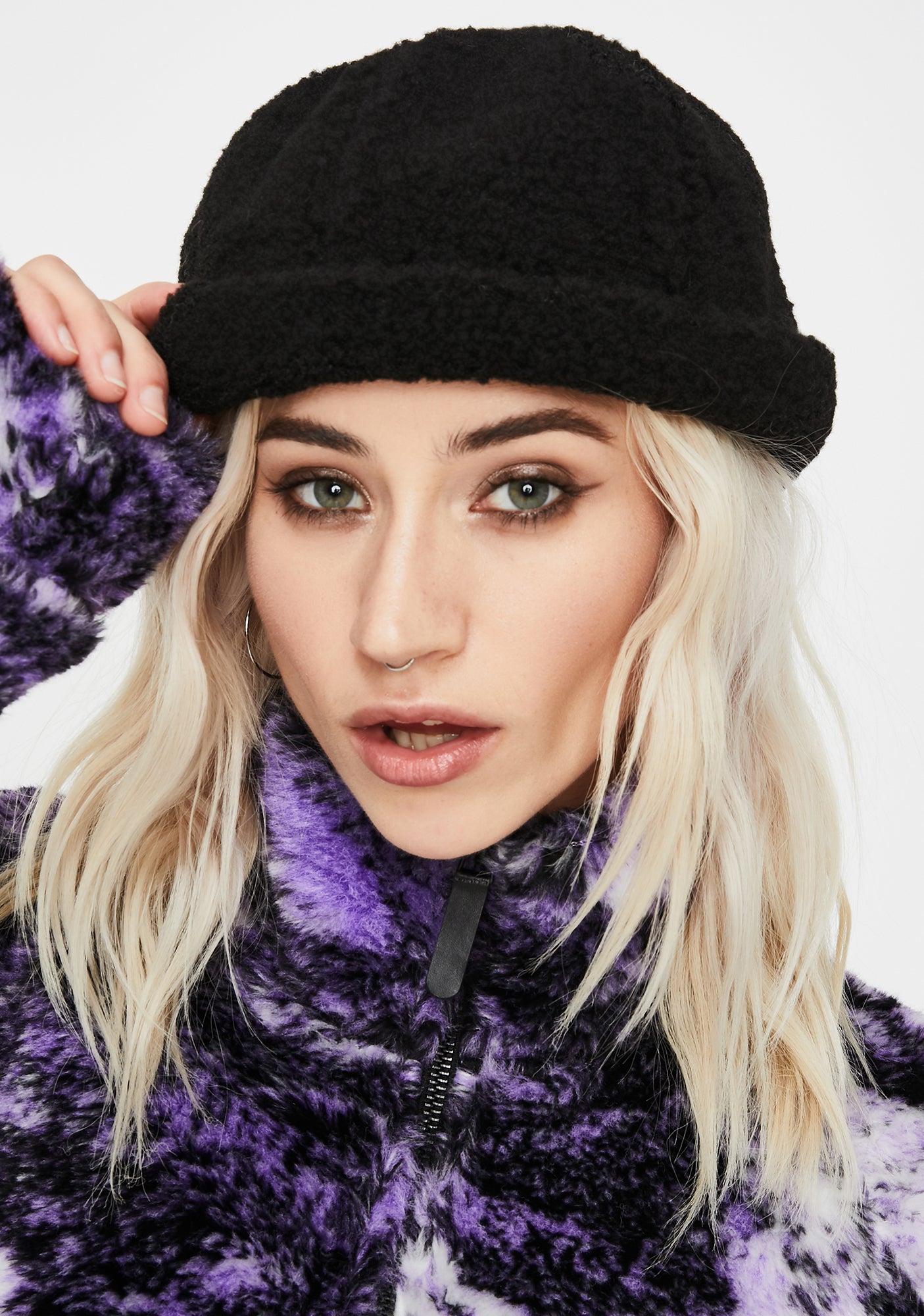 Cozy Sherpa Brimless Hat - Black – Dolls Kill