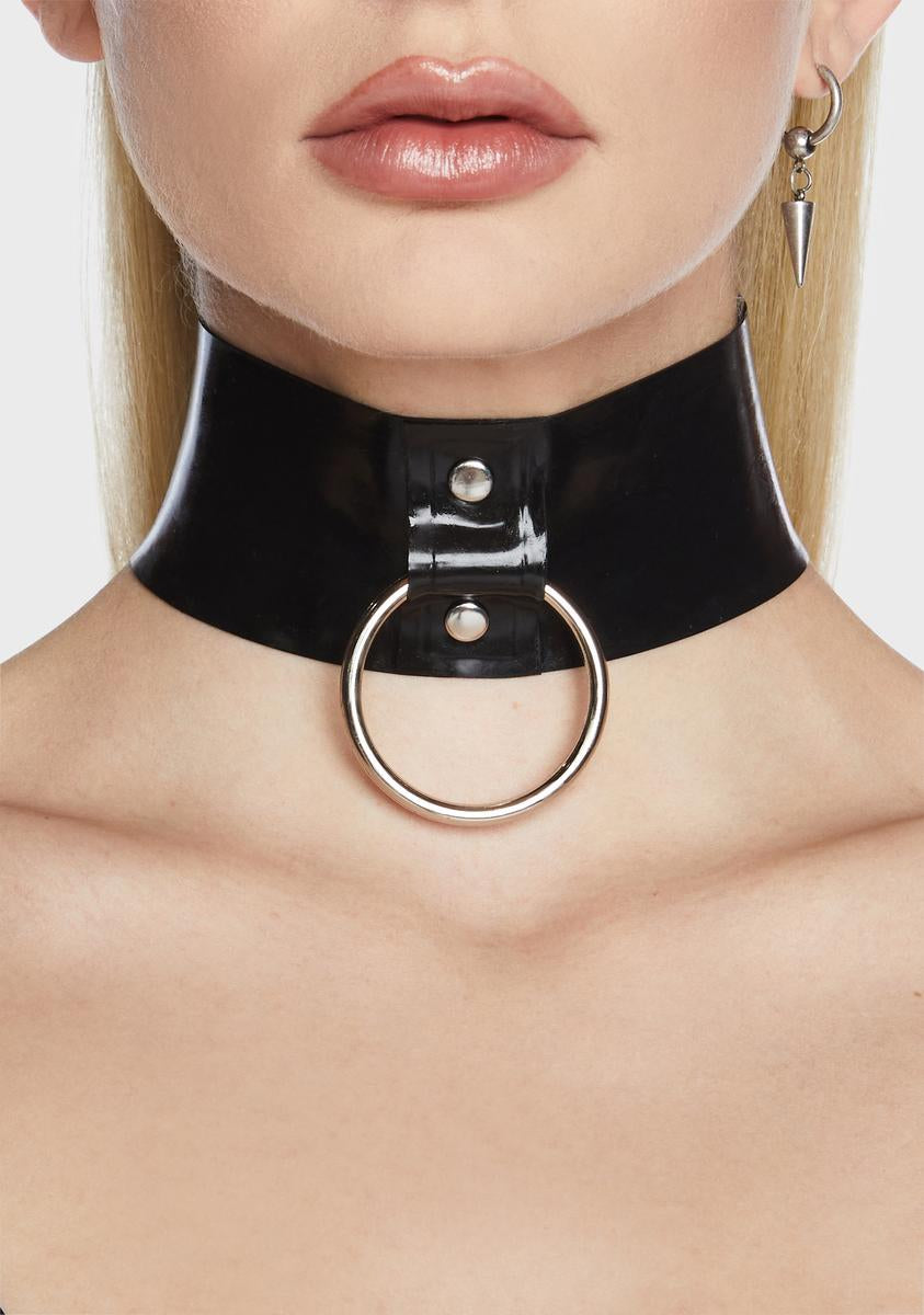 Playful Promises Latex O-Ring Collar - Black – Dolls Kill