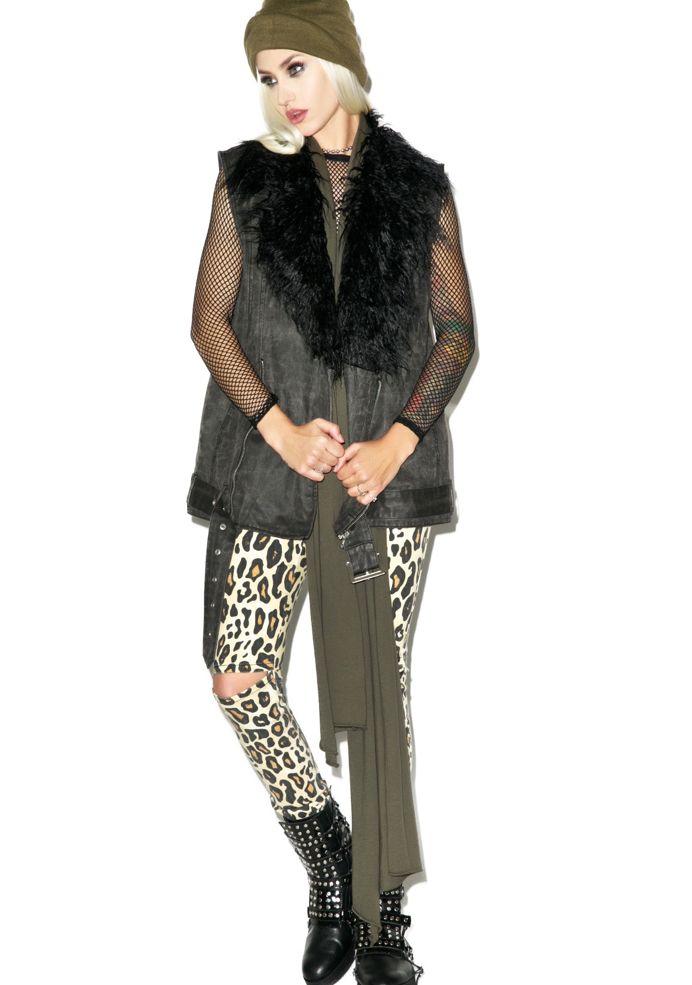 Raven Drill Biker Vest – Dolls Kill