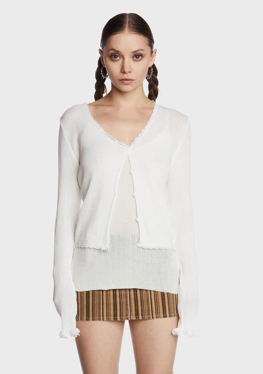 Knit Cardigan Tank Top Set - White – Dolls Kill