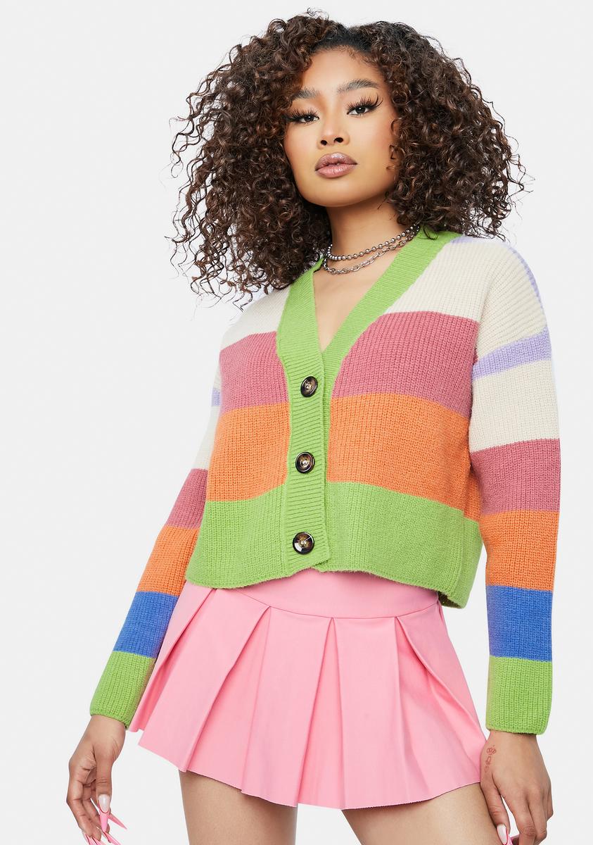 Multi-Color Stripe Button Up Cardigan – Dolls Kill