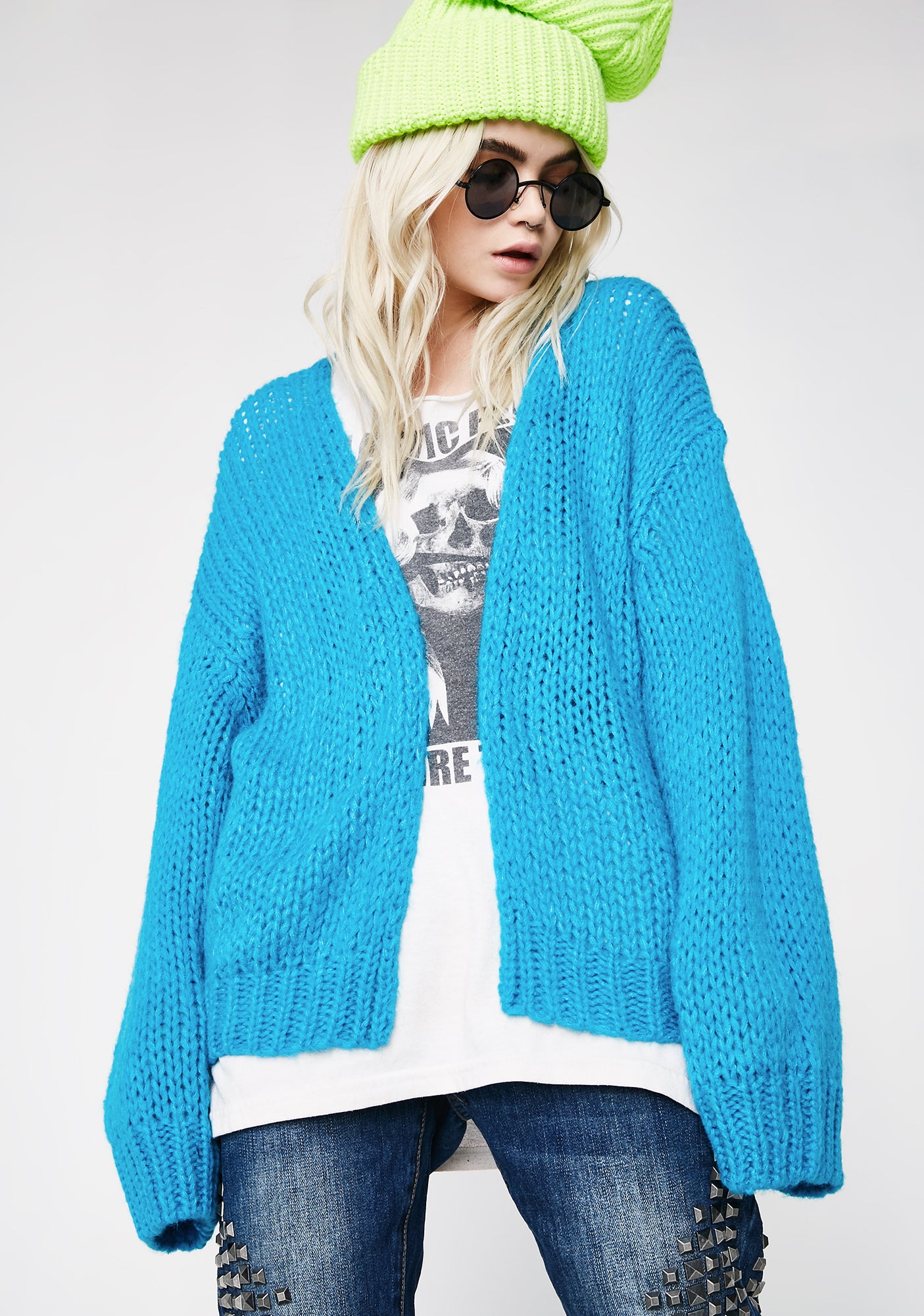 Blue Knit Cardigan – Dolls Kill