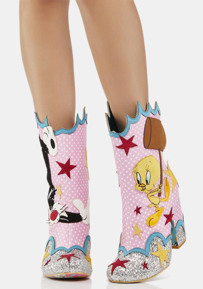 Irregular Choice Tweety Bird Sylvester Boots - Pink/Blue/Silver – Dolls ...