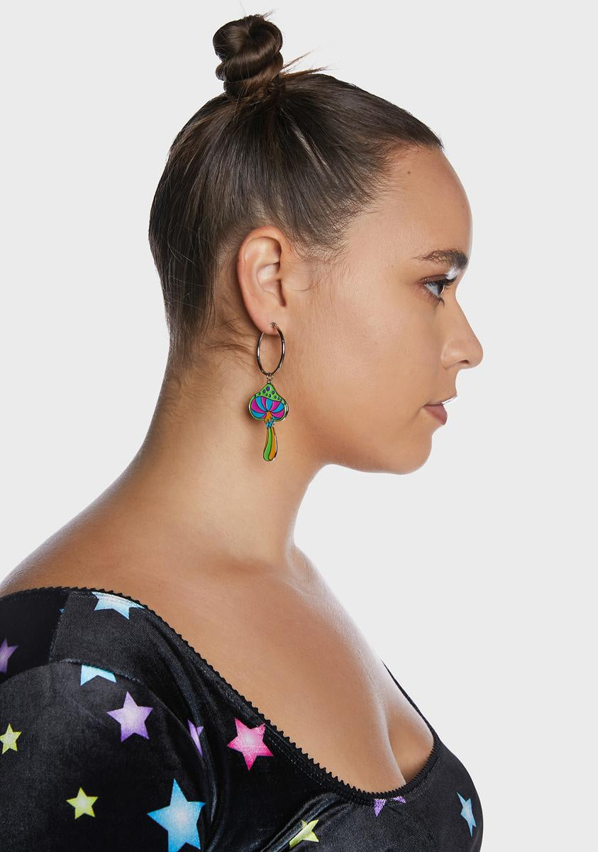 Trippy Mushroom Drop Earrings - Multi – Dolls Kill
