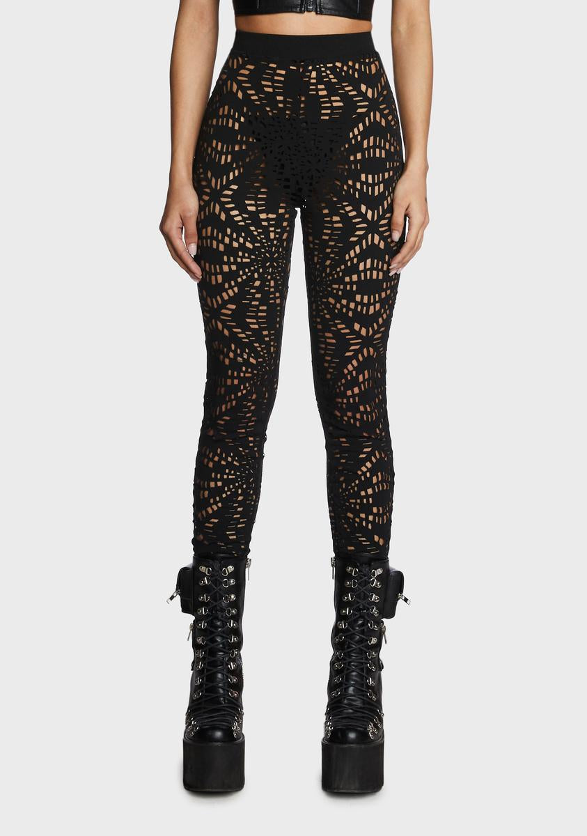 Laser Cut High Waist Leggings - Black – Dolls Kill