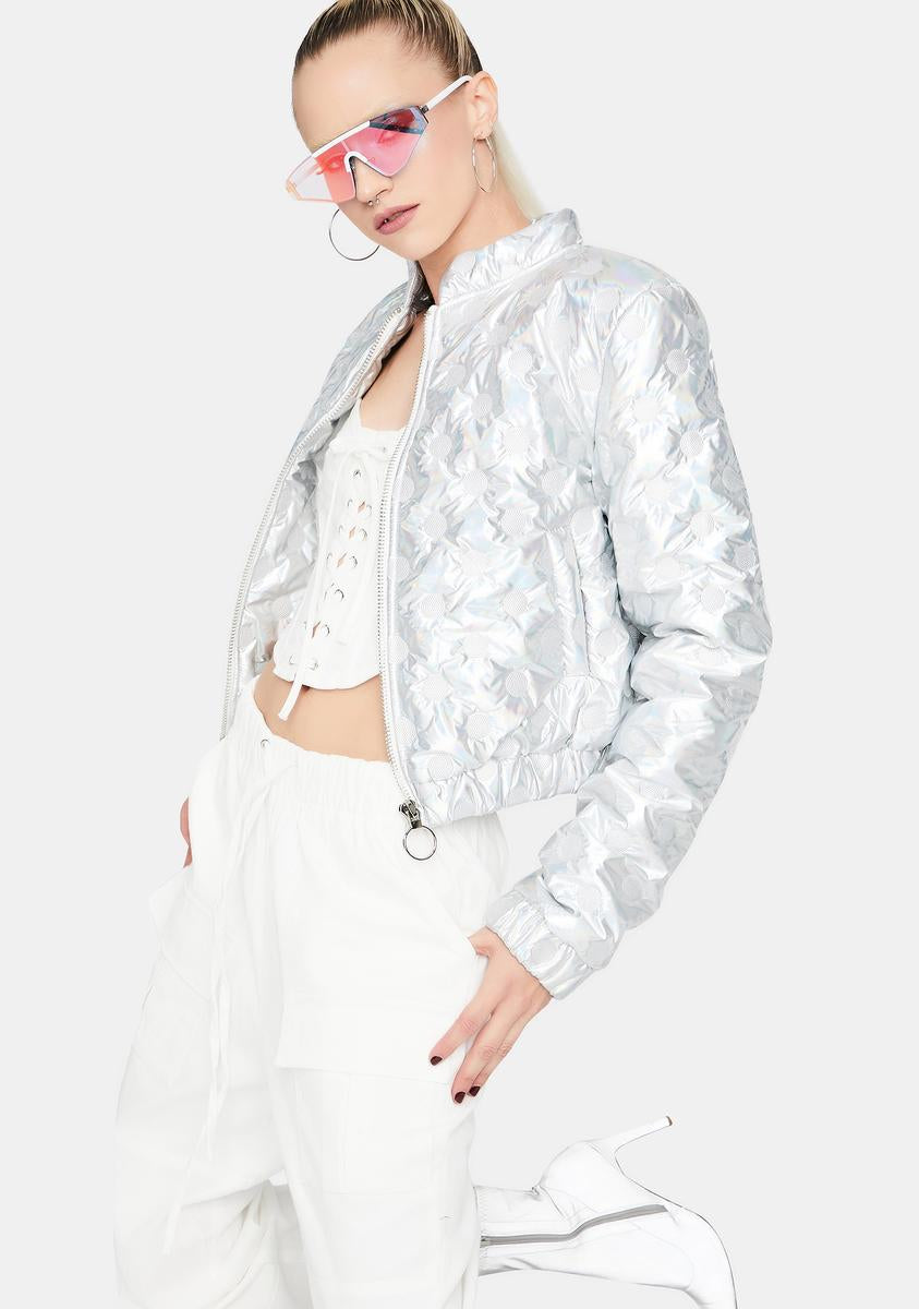 Holographic Bomber Jacket - Silver – Dolls Kill