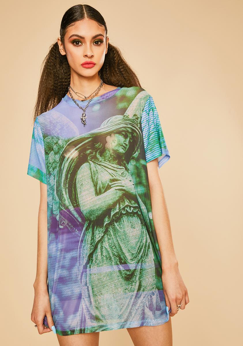 Current Mood Digital Statue Mesh Graphic Tee - Multi – Dolls Kill