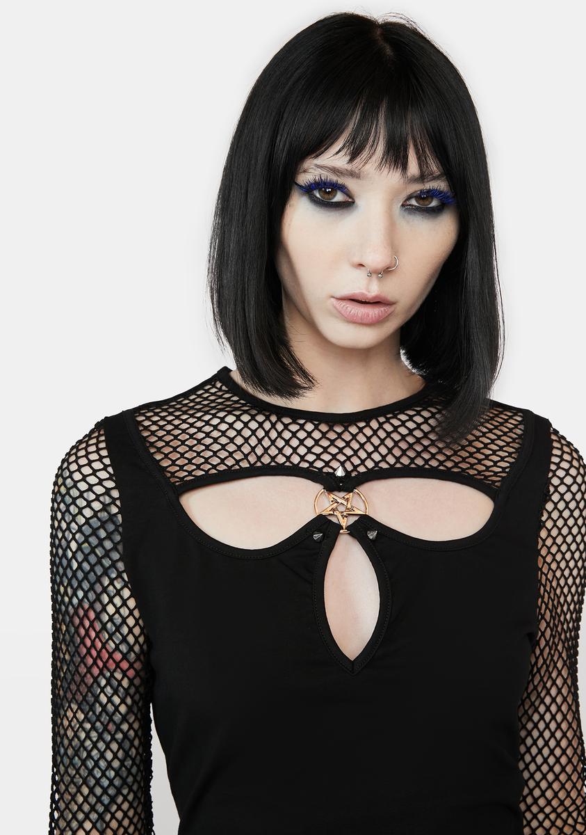 Devil Fashion Pentagram Pendant Fishnet Cutout Top – Dolls Kill