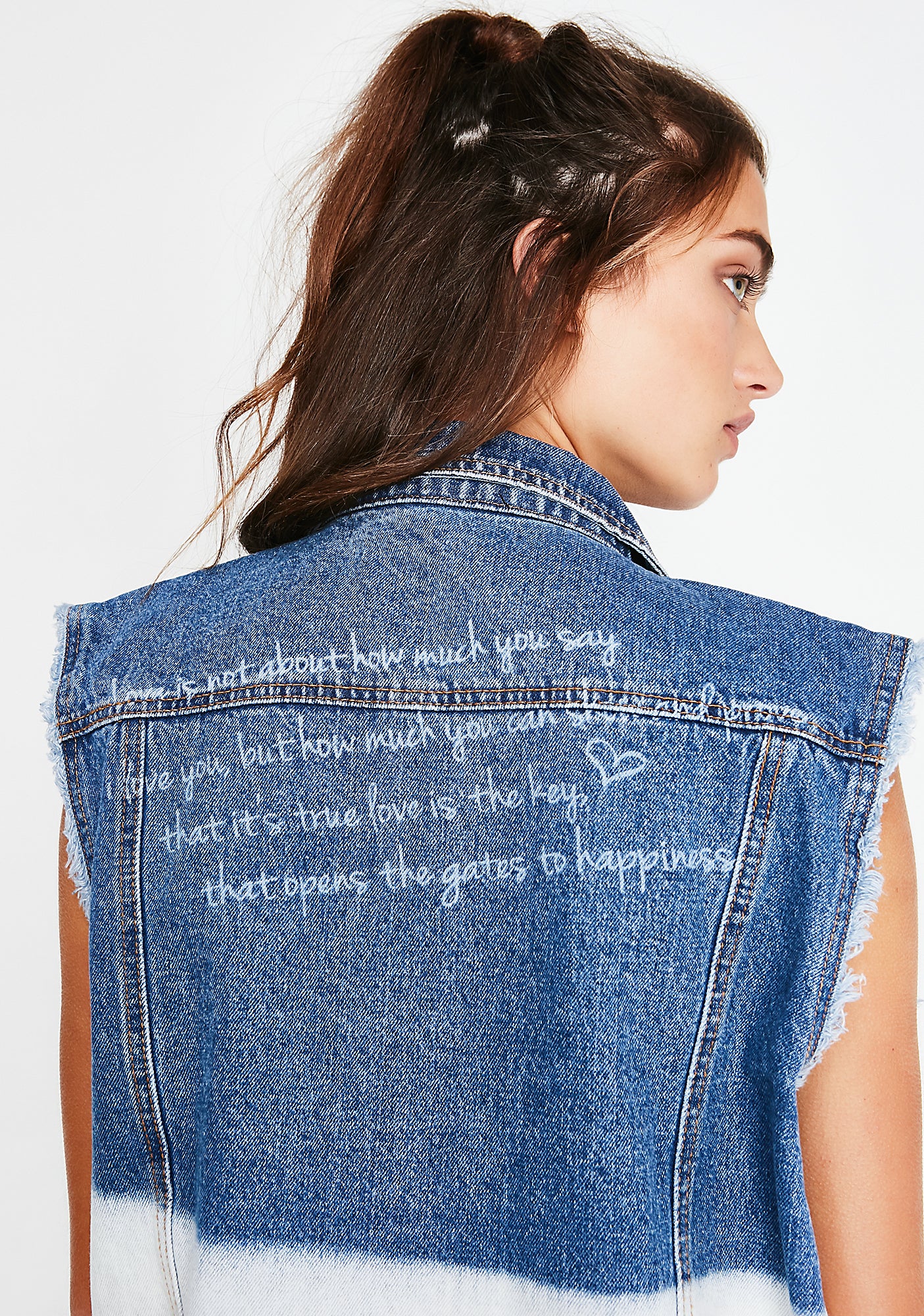 Bleached Distressed Jean Vest – Dolls Kill