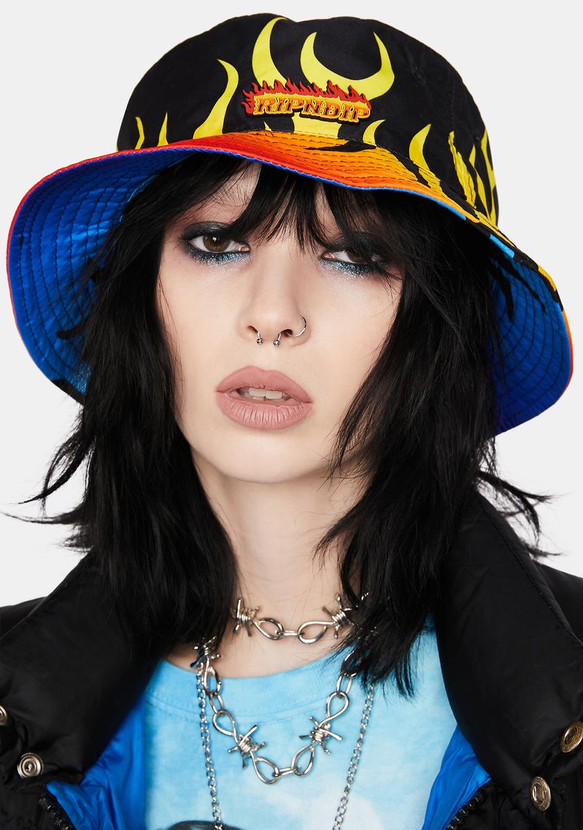 RIPNDIP Flame Print Reversible Bucket Hat - Multi – Dolls Kill