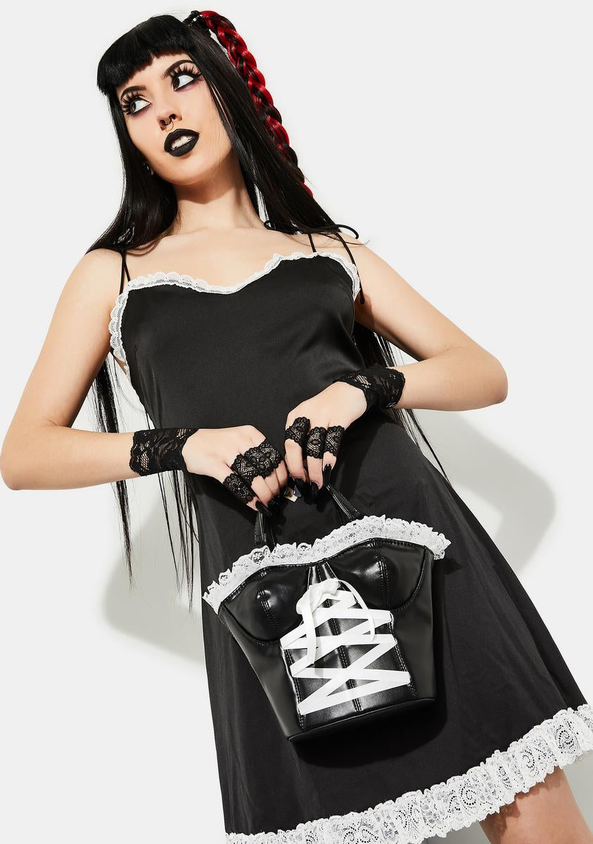 Current Mood Faux Leather Lace Up Corset Handbag - Black – Dolls Kill
