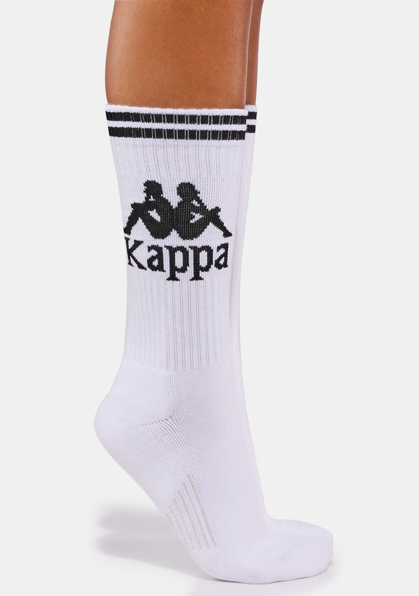 Kappa Ribbed Knit Crew Socks - White – Dolls Kill