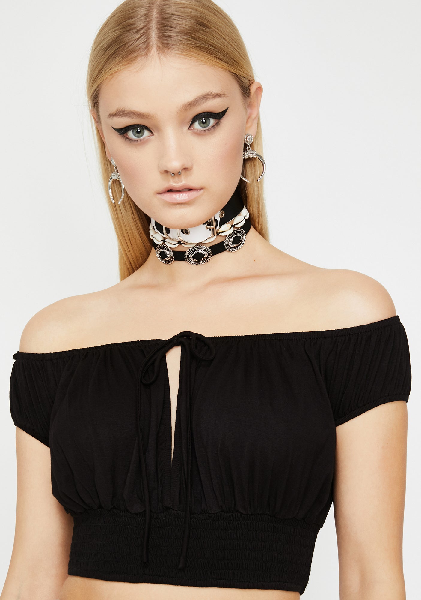 Off The Shoulder Peasant Crop Top – Dolls Kill
