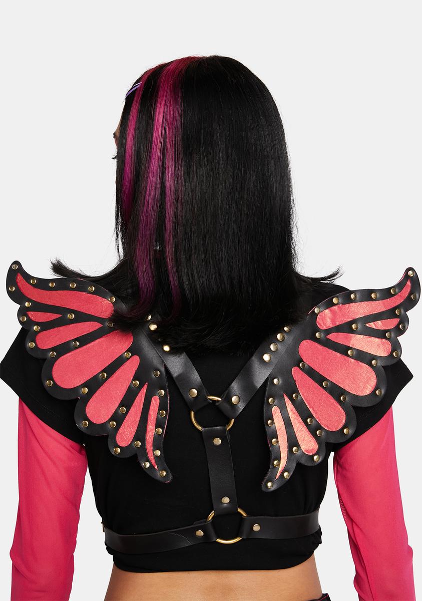 Daisy Corsets Vegan Leather Butterfly Harness - Pink – Dolls Kill