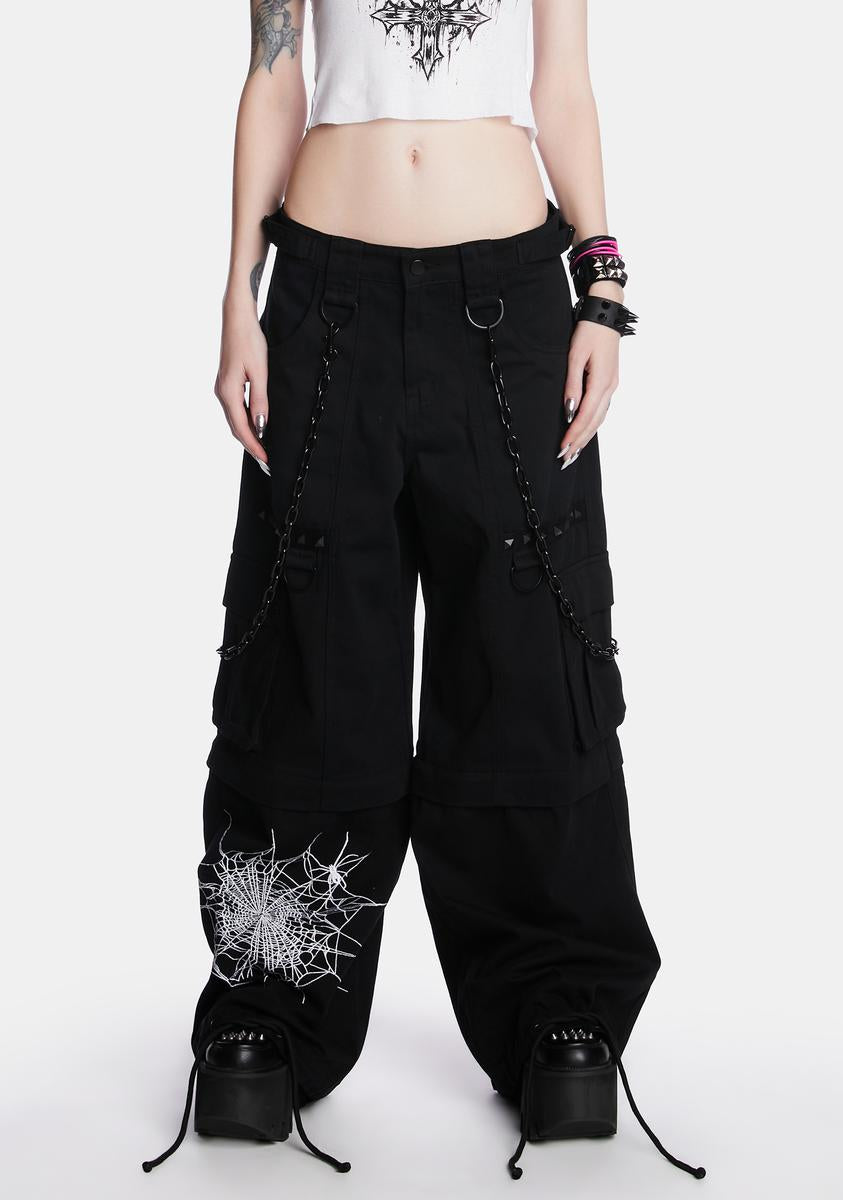 Widow Spider Web Wide Leg Cargo Pants - Black – Dolls Kill