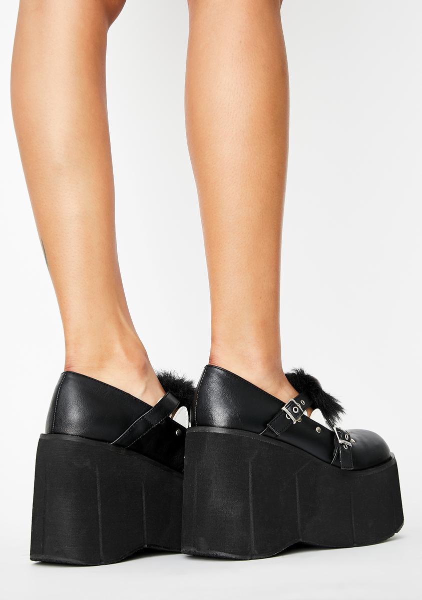 Demonia Monster Eye Teeth Platform Mary Janes - Black – Dolls Kill