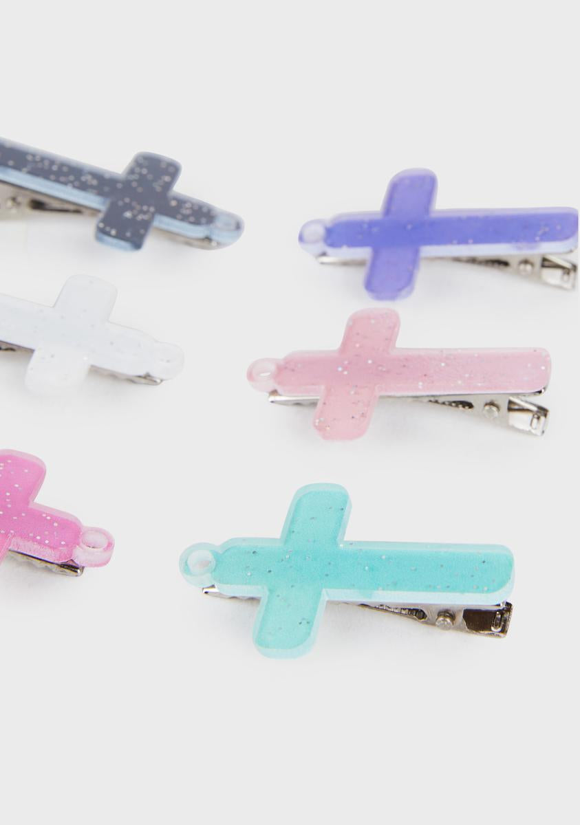 Glitter Cross Shaped Hair Clips Pack - Multi – Dolls Kill