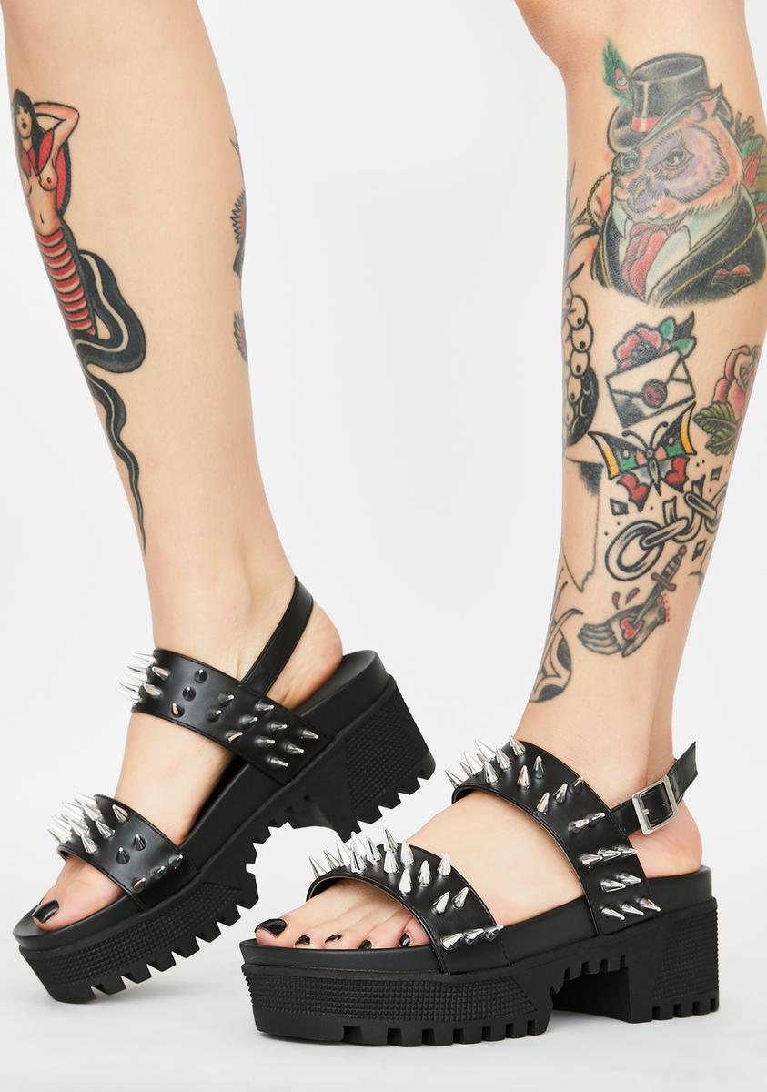 Spiked Hardware Platform Sandals – Dolls Kill