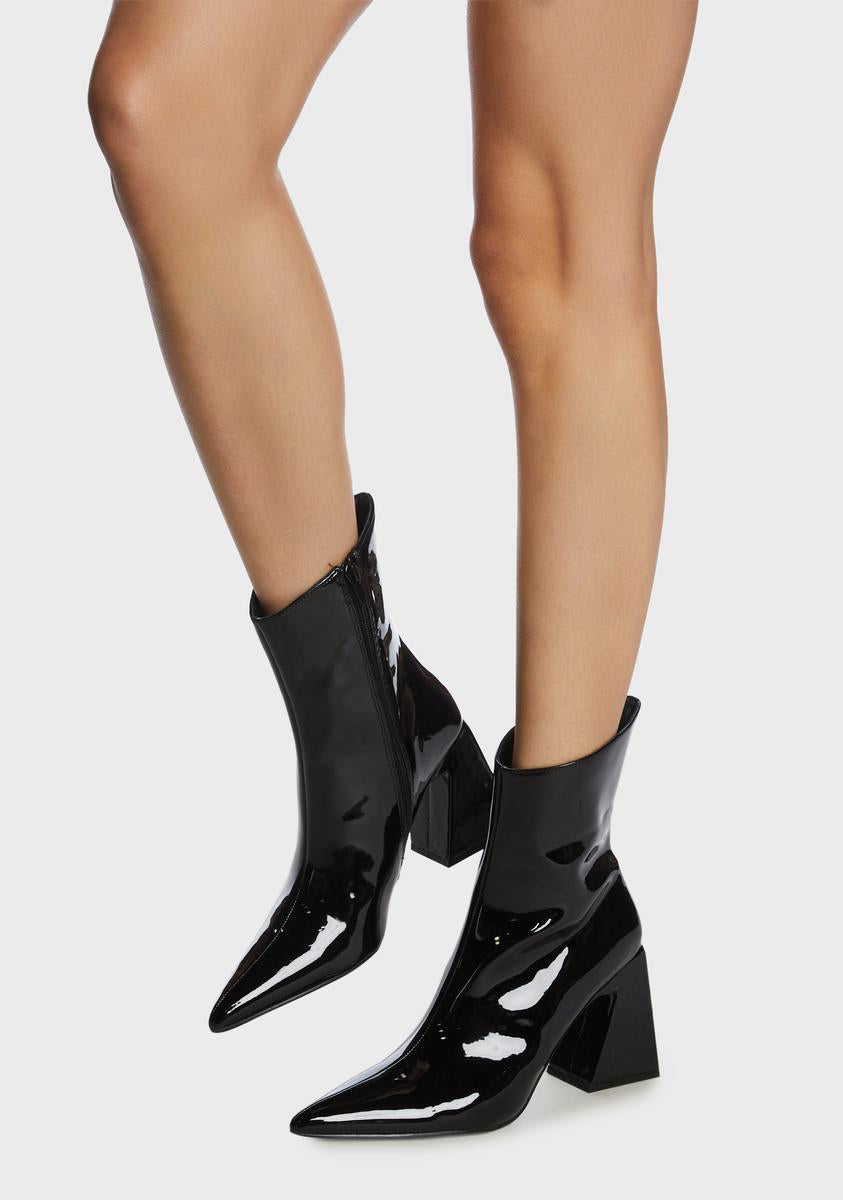 Public Desire PVC Heeled Boots - Black – Dolls Kill
