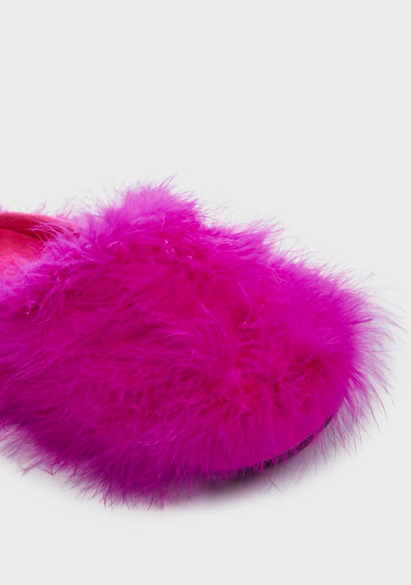 Fuzzy Slip On Slippers - Pink – Dolls Kill