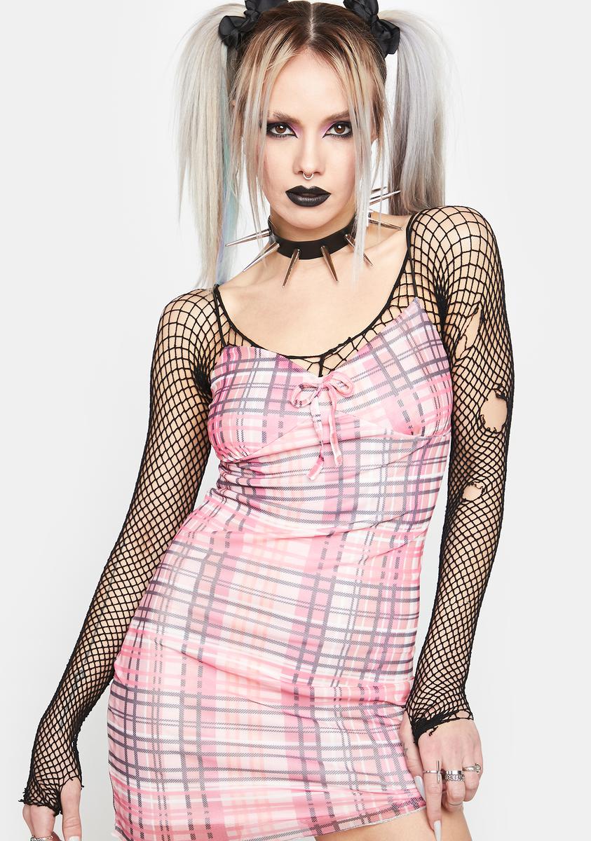 Plaid Structured Bust Bodycon Mini Dress Pink – Dolls Kill