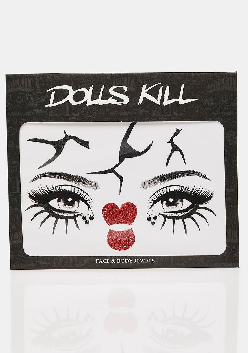 Creepy Doll Face Stickers - Black/Red – Dolls Kill