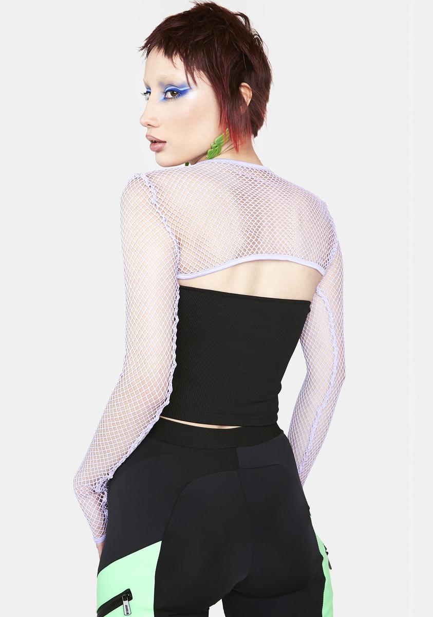 Fishnet Long Sleeve Cropped Shrug - Light Purple – Dolls Kill