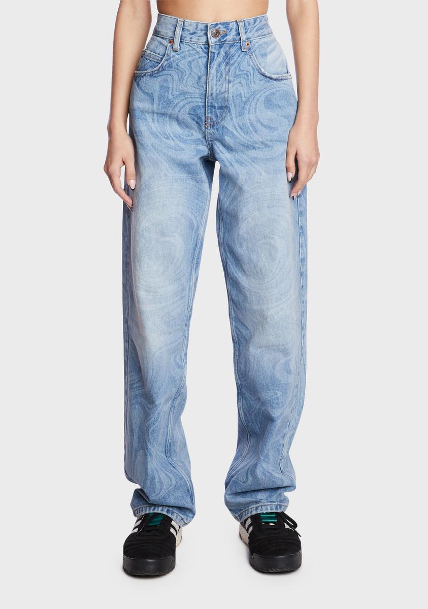 BDG Tonal Swirl Print Boyfriend Jeans - Vintage Blue – Dolls Kill