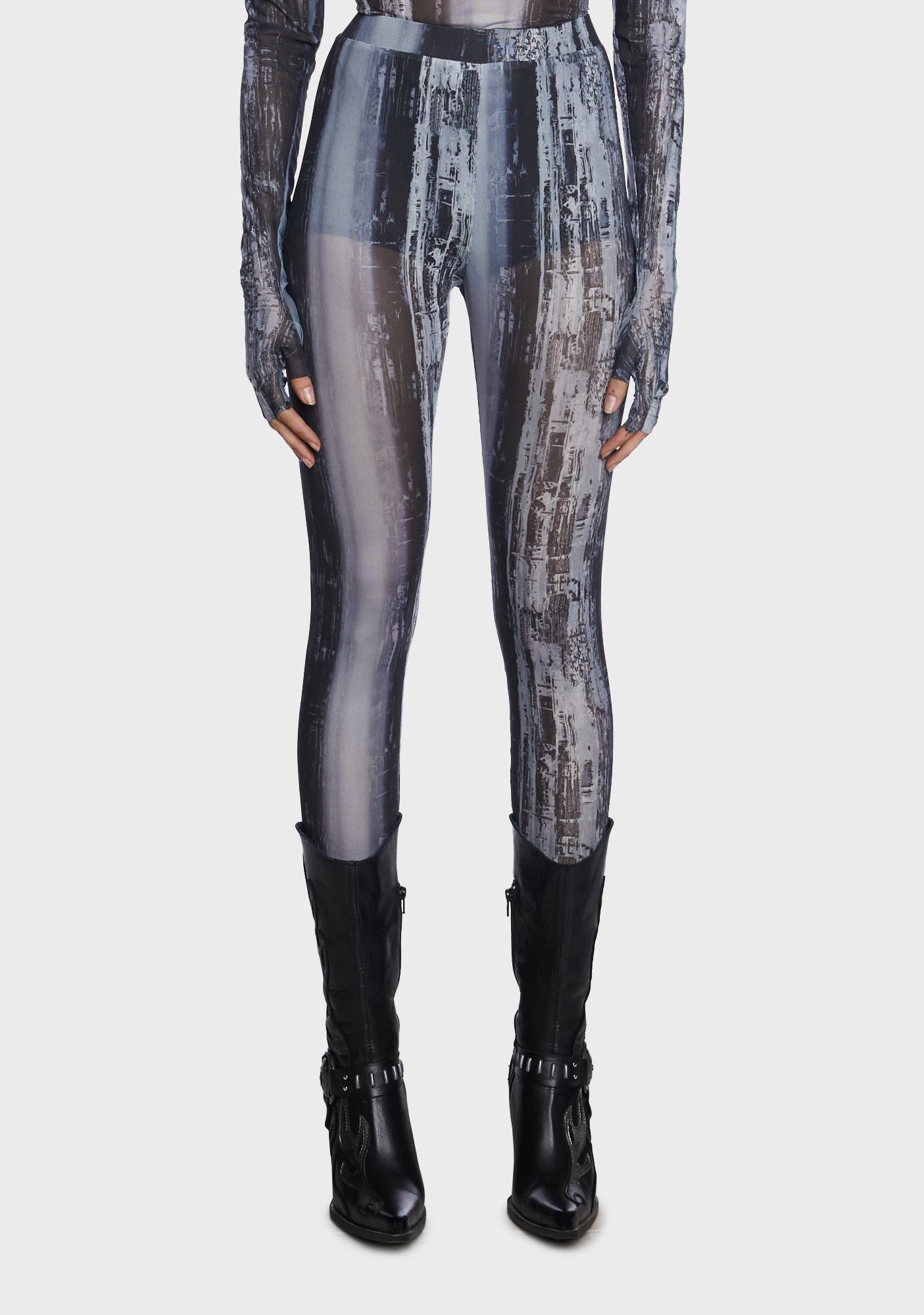 Punk Rave Abstract Print Leggings - Black/Grey – Dolls Kill