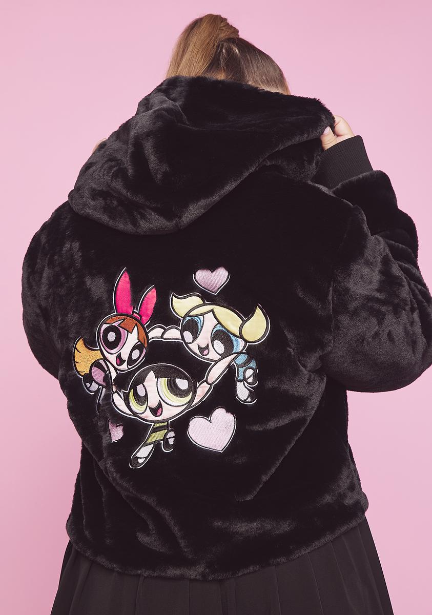 Plus Size Dolls Kill x The Powerpuff Girls Hooded Faux Fur Zip Up ...