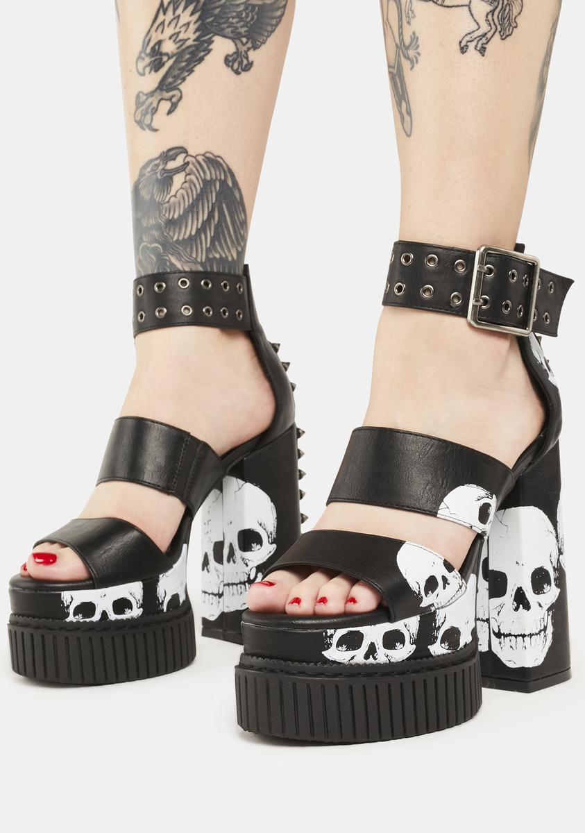 Lamoda Skull Spiked Studded Platform Creeper Sandals - Black – Dolls Kill