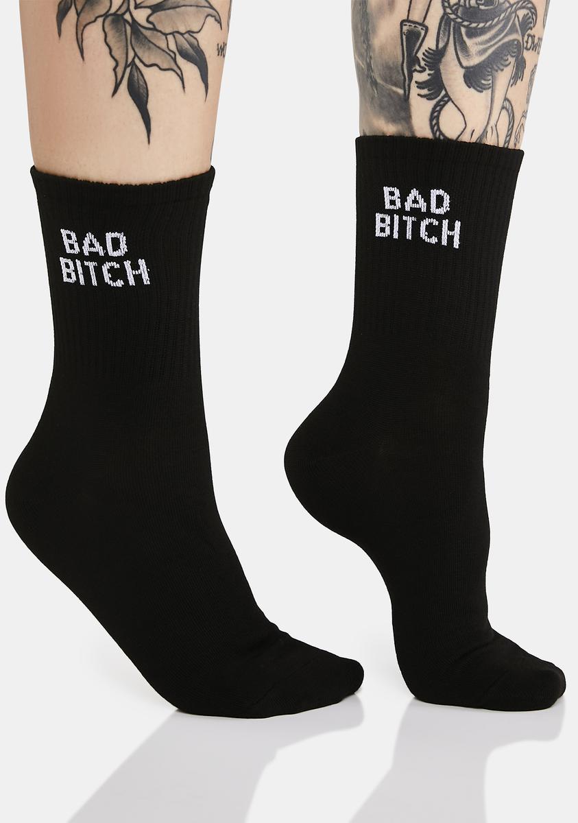 Bad Bitch Crew Socks - Black – Dolls Kill