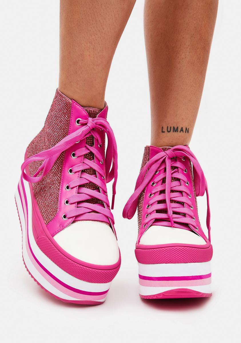 Sugar Thrillz Glitter Striped Platform High Tops – Dolls Kill
