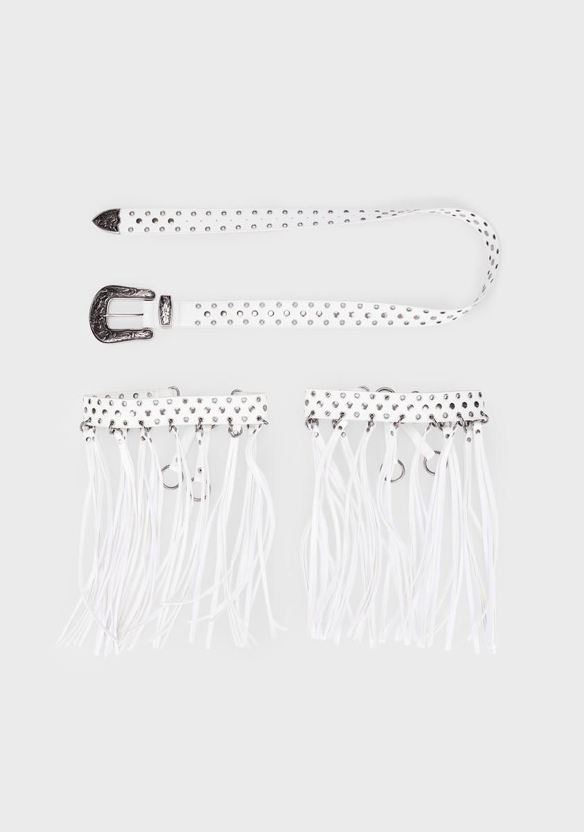 Current Mood Fringe Side Strap Belt - White – Dolls Kill